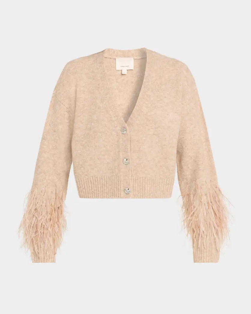 Oatmeal Bria Feather Cardigan