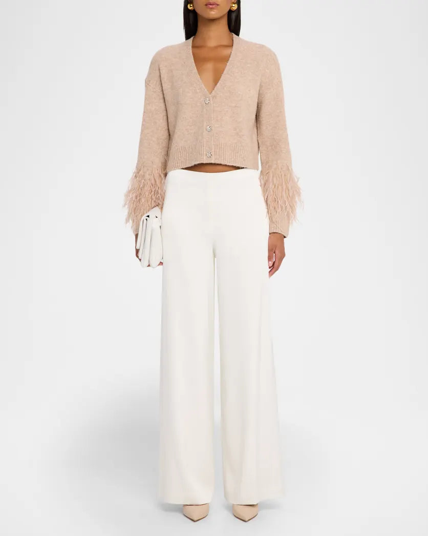Oatmeal Bria Feather Cardigan